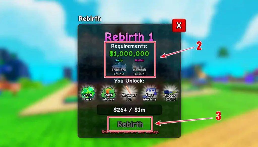 How to Rebirth in Plants vs Brainrots (Requirements)